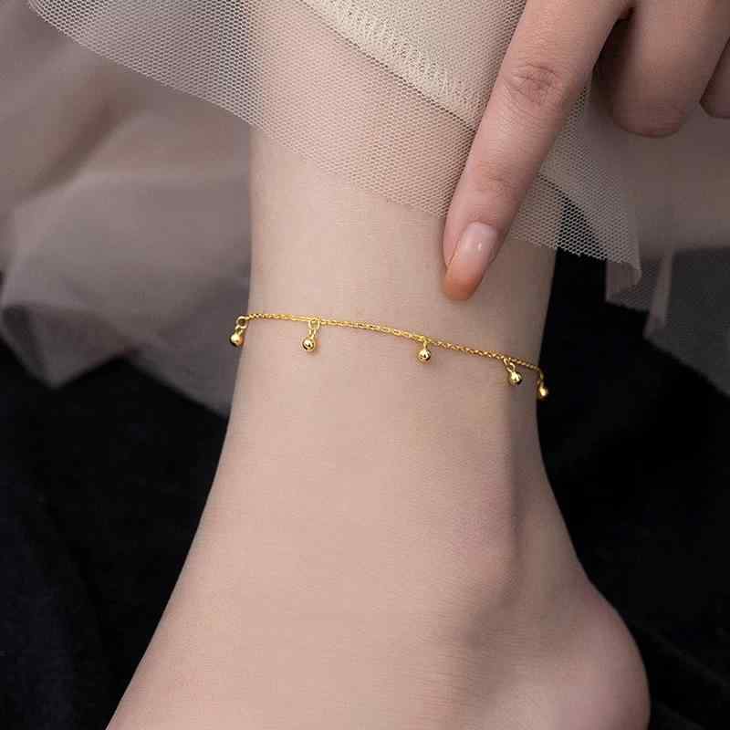 アンクレット レディース 小さめ シルバー925 14K金メッキ 小円珠 小粒 デザイン 華奢 極細 上品 高級感 足飾り アクセサリー・素材: 銀・種類: 脚链・スタイル: 女式・造型: 几何型・カラー: 14K金色, 白金色・純度: 9...