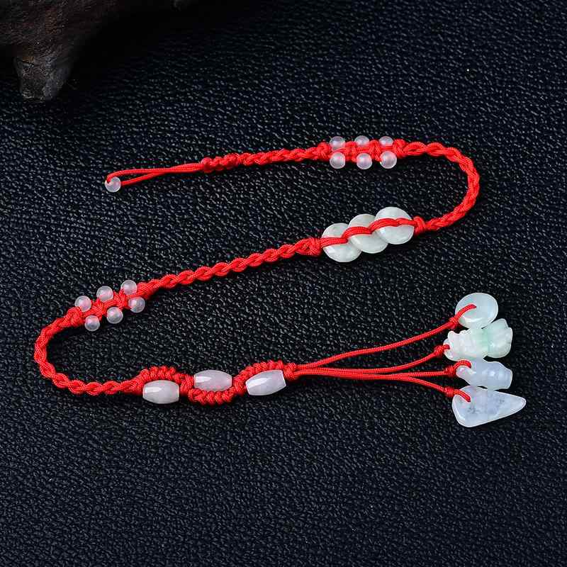 ブレスレット レディース 本命年 赤紐 A貨翡翠 ヒキュウ 翡翠 国潮 エスニック アクセサリー