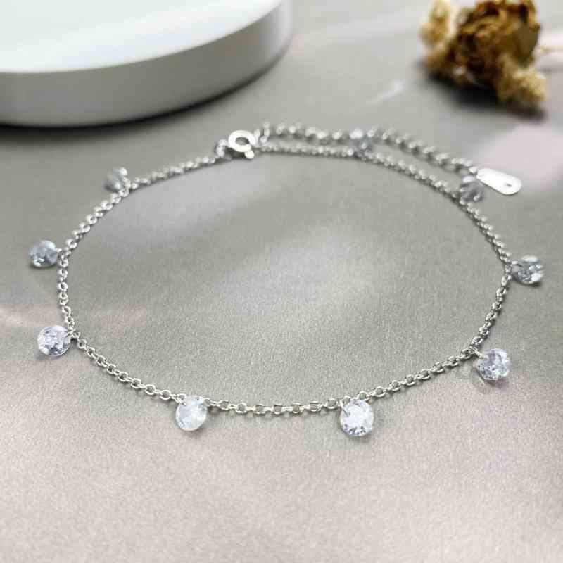アンクレット レディース シルバー925 ジルコニア 極細 高見え 華奢 女性らしい 上品 きれいめ おしゃれ かわいい セクシー シンプル ベーシック デイリー オフィス