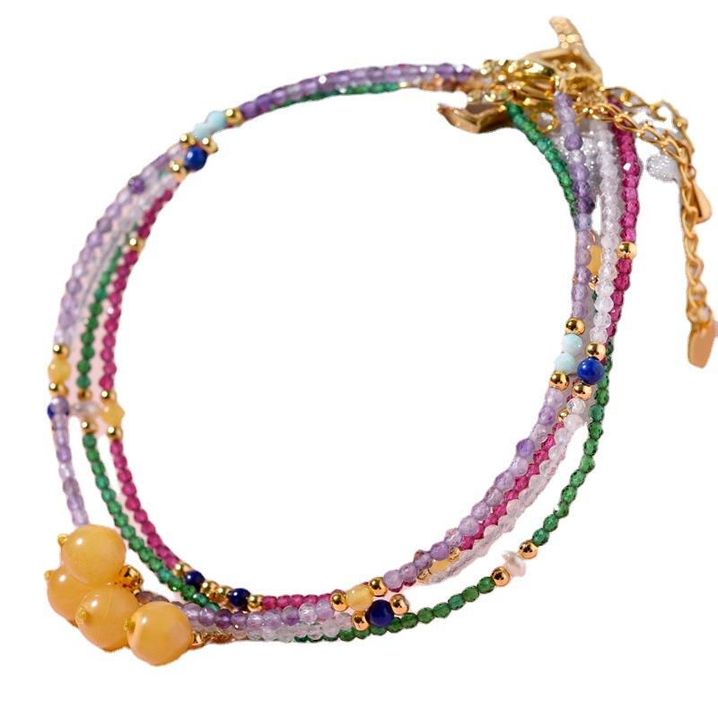 ブレスレット レディース 925シルバー ガーネット トルマリン アメジスト ターコイズ ムーンストーン シンプル アクセサリー ラッキーアイテム・素材: 天然水晶半宝石・カラー: 绿松石款, 石榴石款, 碧玺款, 薫衣草紫水晶款