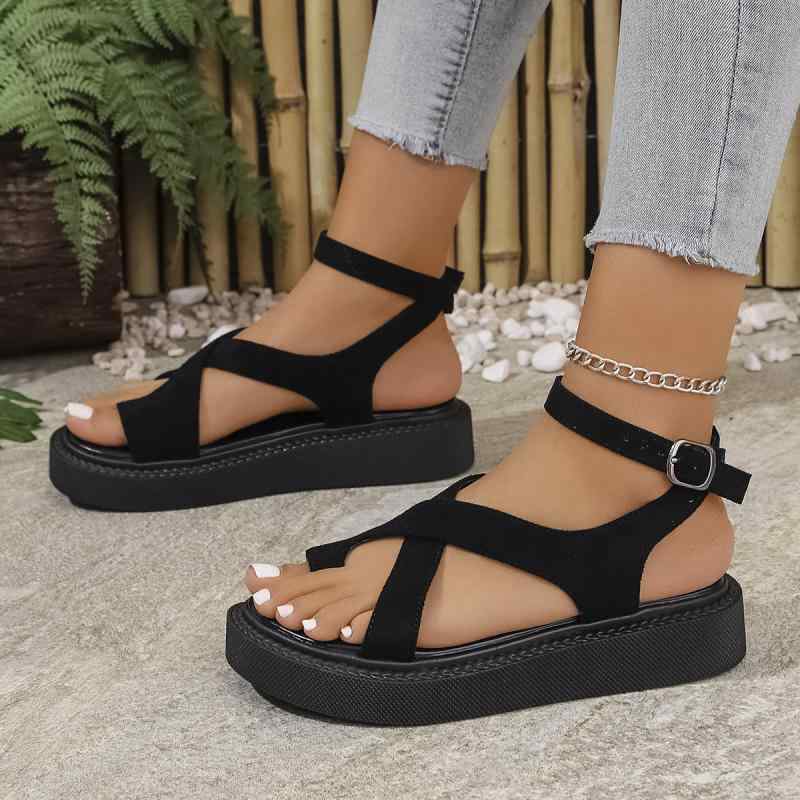 サンダル レディース 大きいサイズ 厚底 ラウンドトゥ ビーチサンダル アンクルストラップ クッション性 歩きやすい 疲れない 普段使い 旅行 春夏