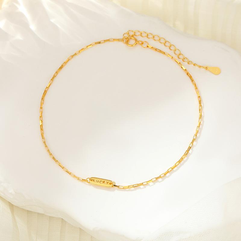 アンクレット レディース S925 シルバー ラッキーアイテム 四角形 新年 ギフト 普段使い かわいい 華奢 アクセサリー