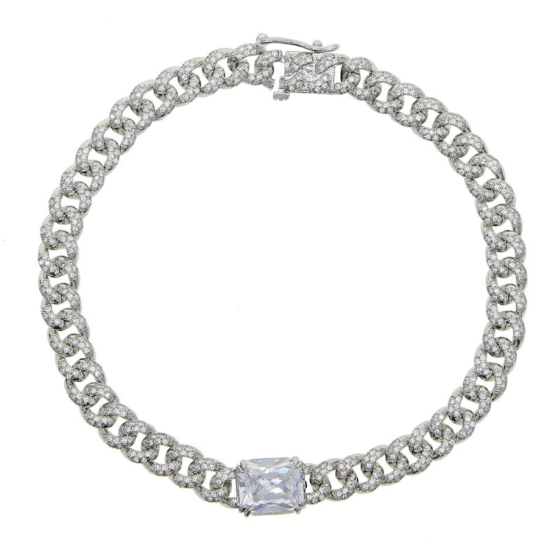 2アンクレット レディース ジルコニア シルバー キューバチェーン ヒップホップ アクセサリー