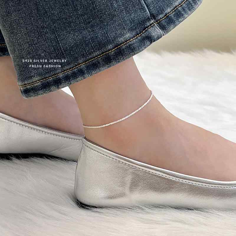 アンクレット レディース s925 シルバー 小さめ 百搭 満天星 フットアクセサリー ジュエリー ライト ラグジュアリー 高級感 シンプル