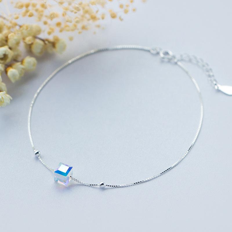 アクセサリー レディース アンクレット シルバー925 韓国 ファッション 角砂糖 個性的 卸売 シンプル 丸玉 ジュエリー