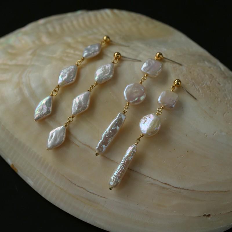 イヤリング レディース 女性用 バロック風 ジルコニア パール 菱形 ロング チェーン レトロ アンティーク ヴィンテージ 通勤 パーティー お呼ばれ かわいい エレガント