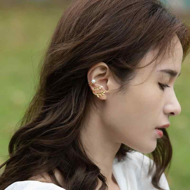 イヤリング レディース 小清新 森ガール S925 シルバー 電気メッキ加工 ジルコニア 柳モチーフ