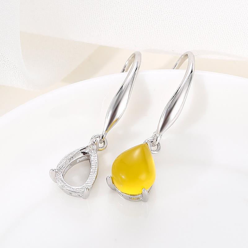 イヤリング レディース シルバー925 DIY 空枠 ミツロウ 碧玉 和田玉 ドロップ型 銀製・素材: 925シルバー・造型: 星座・処理: 電気メッキ・貴金属の品質: 925シルバー・色: 白金色(石6*8mm), 白金色(石7*9mm)...