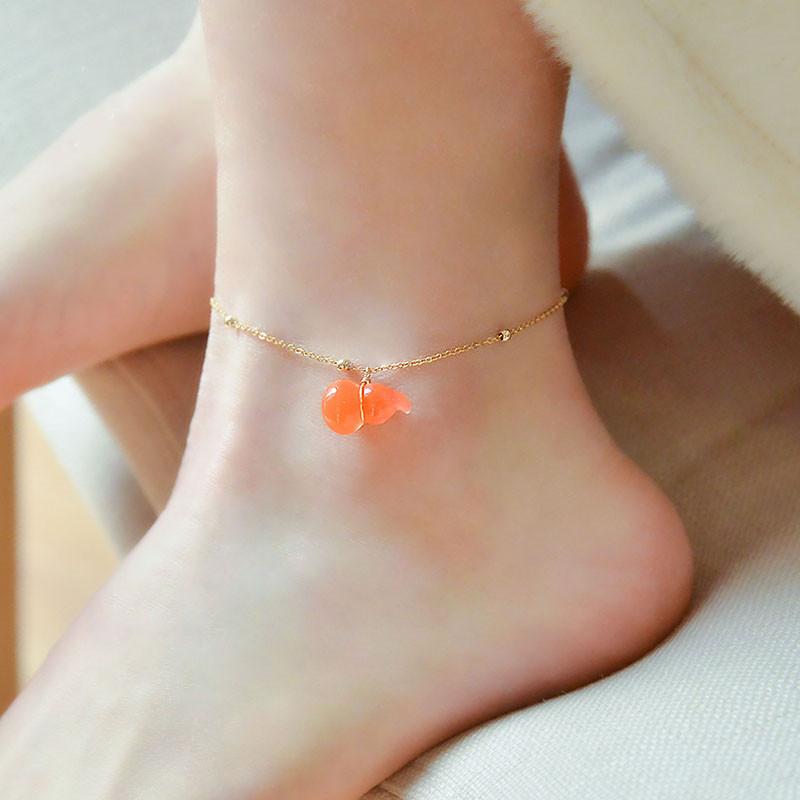 アンクレット レディース 南紅瑪瑙 葫芦 DIY シンプル 小さめ かわいい おしゃれ 手作り アクセサリー ギフト プレゼント