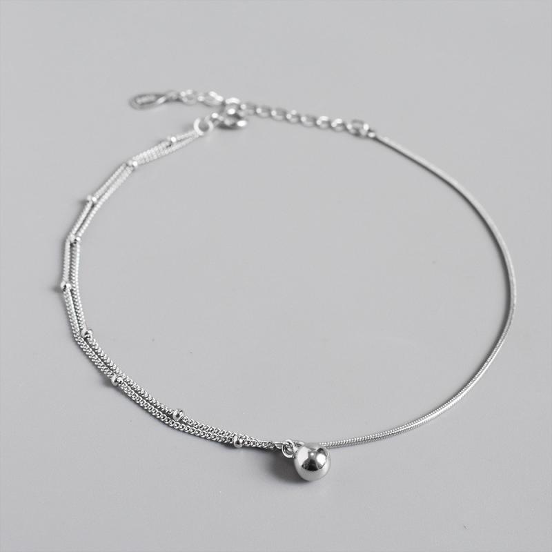 アンクレット レディース S925 シルバー 銀 円珠 ボールチェーン 韓国 ファッション トレンド アクセサリー ジュエリー おしゃれ かわいい シンプル 個性的 二連
