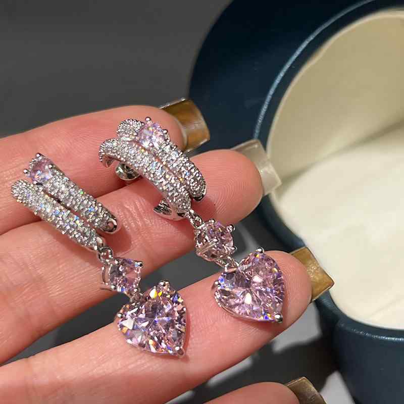 ピアス レディース かわいい ピンク系 ジルコニア ハート形 接触冷感 小さめ 普段使い 高級感 イヤリング・造型: 動物/生肖・処理工芸: 電気メッキ・カラー: 白色粉鑽・流行元素: 愛心/心形・スタイル: エレガント・スタイル分類: フ...