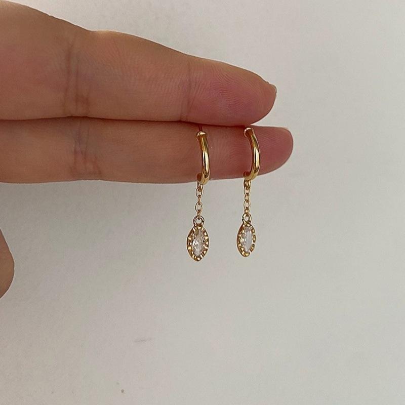 イヤリング レディース シルバー925 14金メッキ 高見え シンプル 小さめ ラインストーン付き おしゃれ・処理工芸: 镶钻・造型: 菱形・货号: ED-104・颜色: 14K金色, 白金色・纯度: 925银・流行元素: 水钻・风格: 日...