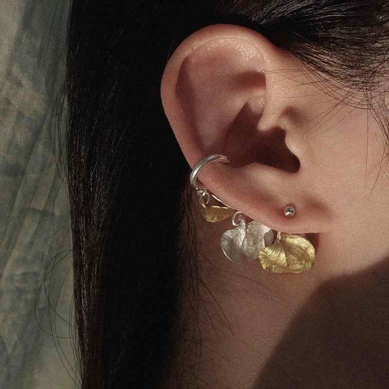 ピアス レディース 925シルバー 黄銅 リーフ 葉っぱ モチーフ 葉 骨クリップ イヤリング シンプル かわいい エレガント