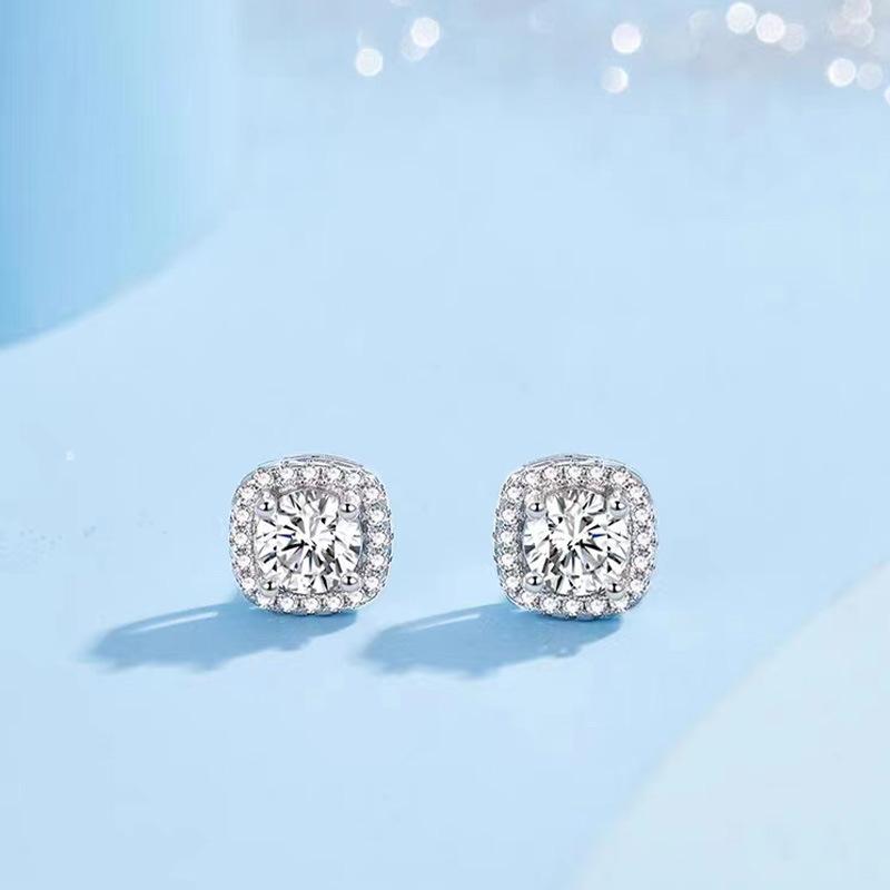 ピアス レディース S925 シルバー モアサナイト スクエア フル ジルコニア 軽 Luxury 気質 ファッション 小さめ アクセサリー