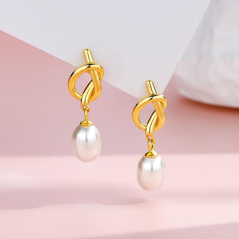 ピアス レディース シルバー925 結び目 パール イヤリング 高級感 小ぶり おしゃれ かわいい 上品 エレガント