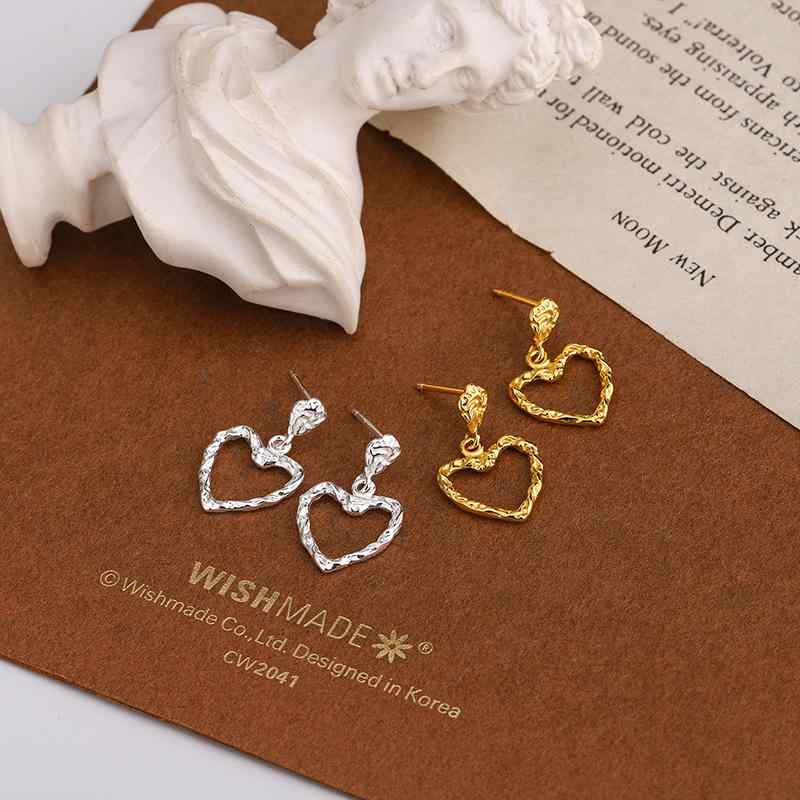 ピアス レディース シルバー925 ハート形 不規則 ニュアンス 揺れる チタン製ポスト アレルギー対応 韓国風 イヤリング かわいい おしゃれ アクセサリー