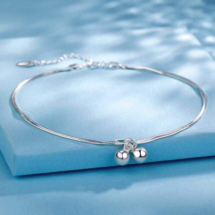 アンクレット レディース シンプル シルバー925 鈴付き 二連 デザイン 誕生日プレゼント ギフト 普段使い かわいい