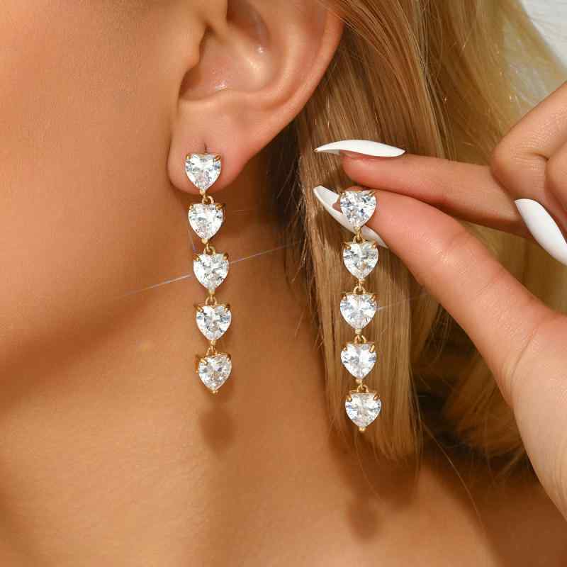 ピアス レディース 女性用 ジルコニア 愛心 ハート 電気メッキ加工 揺れる タッセル イヤリング 晩餐会 パーティー アクセサリー ジュエリー 普段使い かわいい おしゃれ
