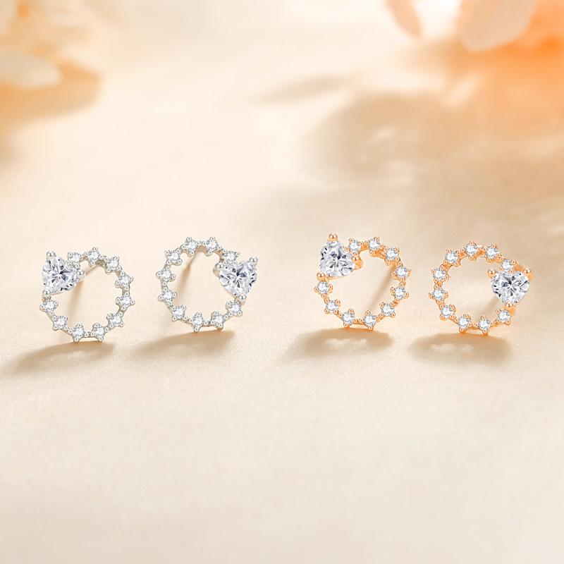 ピアス レディース S925 シルバー ハート リング ファッション かわいい 小さめ シンプル 上品 高級感