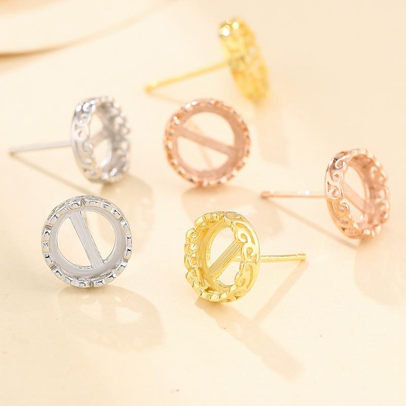 ピアス レディース シルバー925 プラチナ ゴールドカラー 蜜蝋 ジルコニア 花柄 イヤリング 空枠 DIY