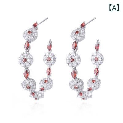 ピアス レディース C形ピアス ジルコニア 耳飾り かわいい おしゃれ アクセサリー 工場直販 デイリーユース・素材: 真鍮・処理: 電気メッキ・形状: 幾何学型・カラー: レッド, プラチナメッキ, シャンパンゴールド・カテゴリ: イヤリング