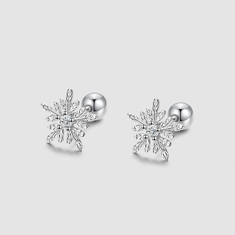 ピアス レディース シルバー999 雪の結晶 ジルコニア 小さめ シンプル ねじ式 キャッチレス つけっぱなし 普段使い かわいい 上品