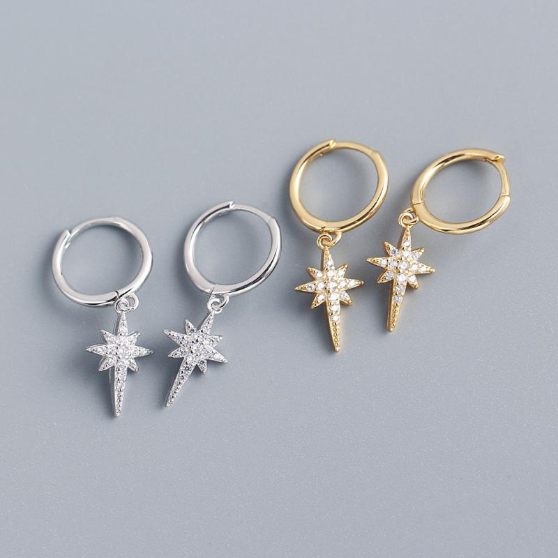 ピアス レディース S925 シルバー 八芒星 スタッドピアス ジルコニア 星形 ドロップピアス フープピアス イヤリング シルバーアクセサリー