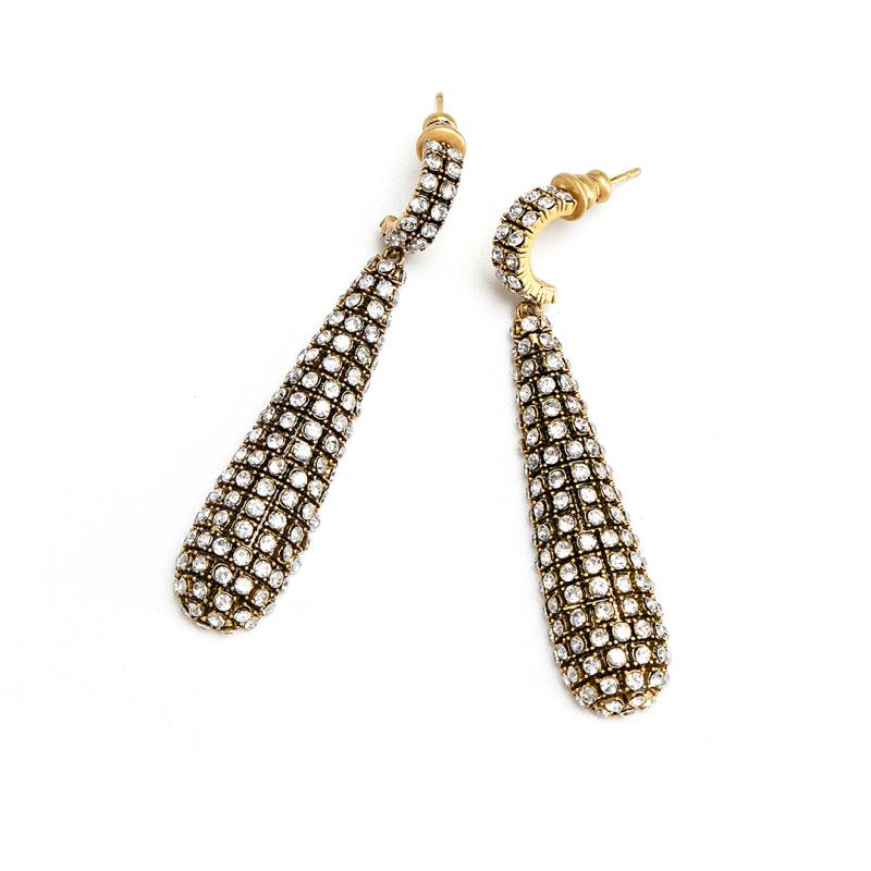 2ピアス レディース 水滴型 満点ジルコニア 復古 ロング チェーン イヤリング ヴィンテージ アクセサリー