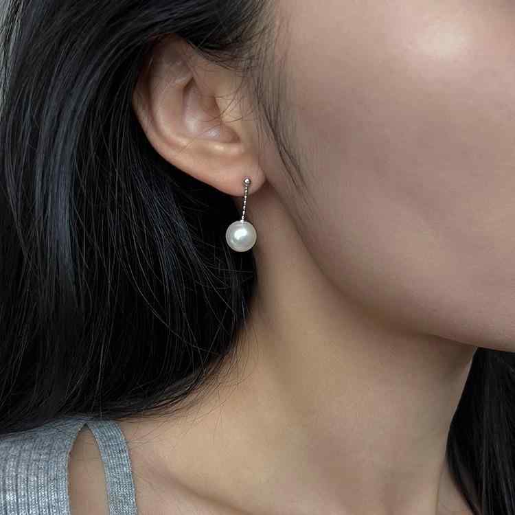ピアス レディース S925 シルバー パール チェーン イヤリング 高級感 軽奢耳飾 女性用 高見え 上品 エレガント フォーマル パーティー