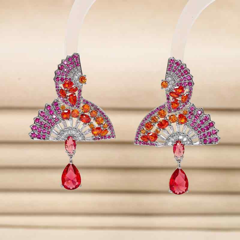 イヤリング レディース 女性用 レトロ 宮廷風 扇子 水滴 中華風 折扇 デザイン 小さめ 接触冷感 高級感 イヤーアクセサリー