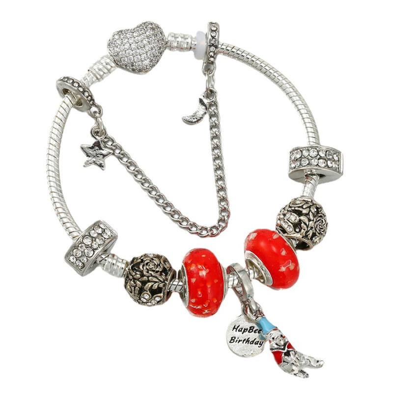 ブレスレット レディース 赤色 夜光珠 DIY ジルコニア ハート かわいい おしゃれ アクセサリー・素材: 金属・処理: 電鍍・スタイル: 女式・デザイン: 動物/十二支・商品番号: 手链・カラー: A・純度: 16cm, 17cm, 1...