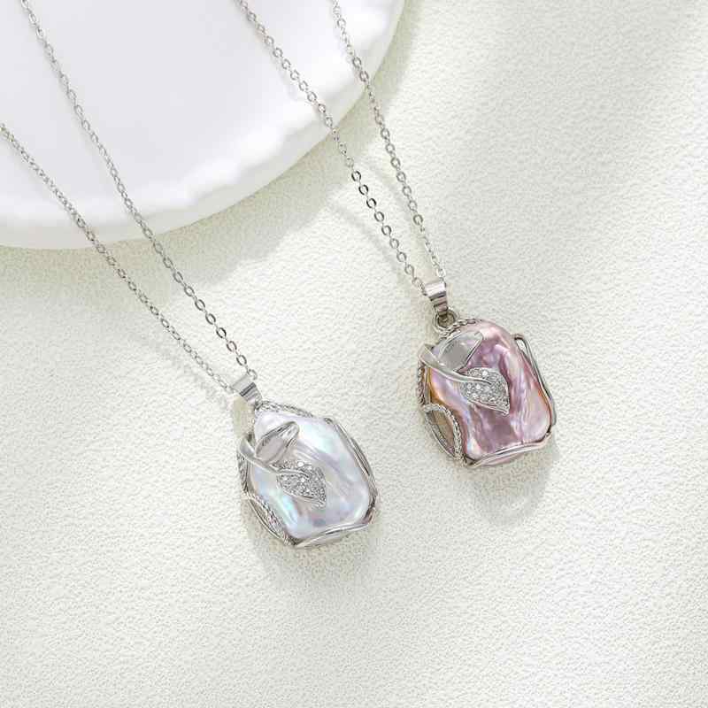 ネックレス レディース バロック ペンダント 淡水パール 鎖骨チェーン フレンチスタイル 小さめ 高級感 電気メッキ加工 ジルコニア