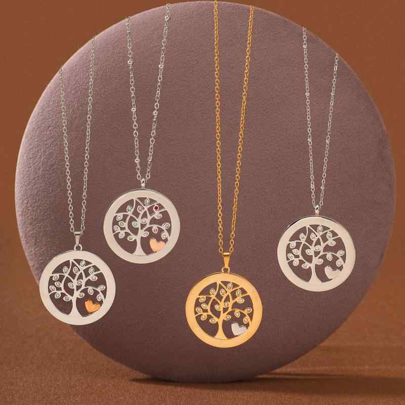 ネックレス レディース 小さめ チョーカー チタン製 ライフツリー ハート ジルコニア ペンダント アレルギー対応 ステンレス製 トレンド アクセサリー・素材: ステンレス・処理: 電気メッキ・造型: 3846140・チェーンスタイル: レ...