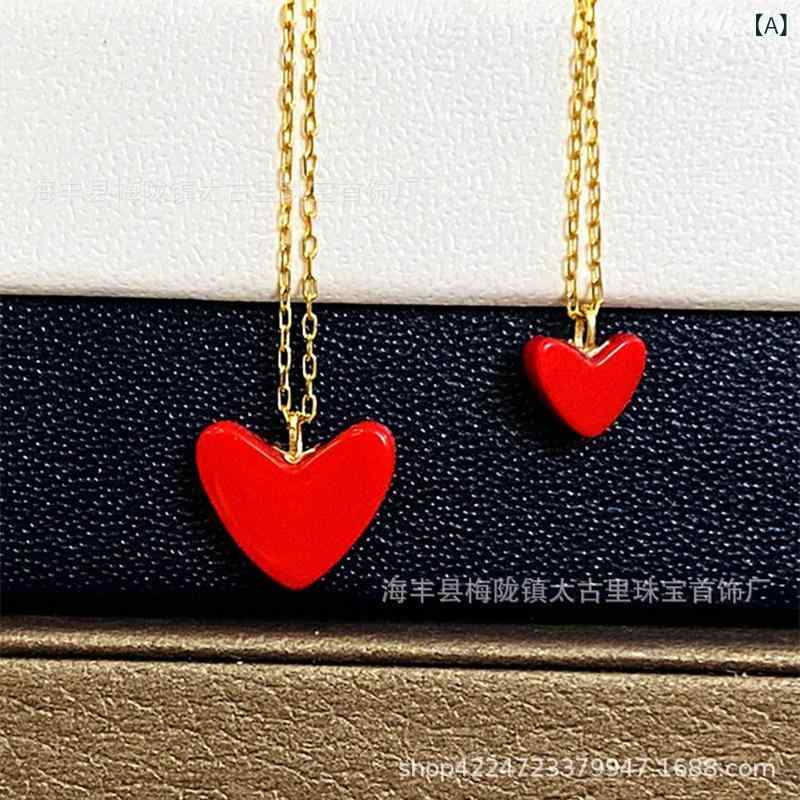 2ネックレス レディース 18K 金色 赤色 ハート形 ペンダント 桃の形 個性的 鎖骨 チェーン・造型: 心形・チェーンスタイル: 鎖骨チェーン・多層構造: 否・ペンダントの材質: 樹脂・ネックレスの長さ: 41cm - 50cm・色: ...