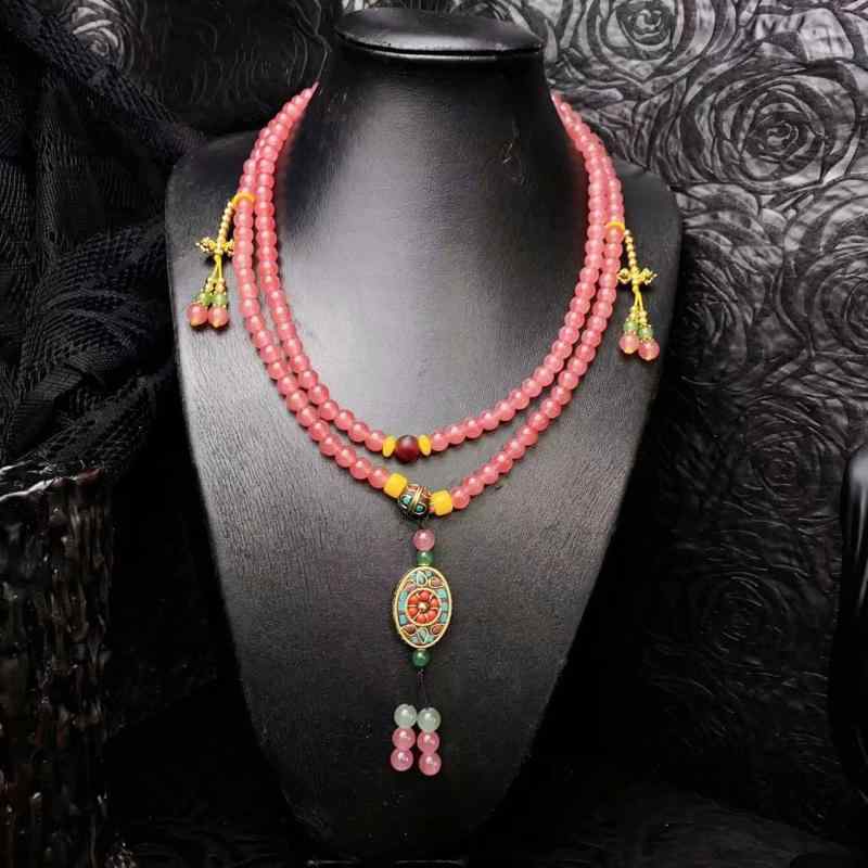 ネックレス レディース 女性用 ロング 国風 チェーン ビーズ 民族風 セーター トップス アクセサリー ペンダント 電気メッキ加工