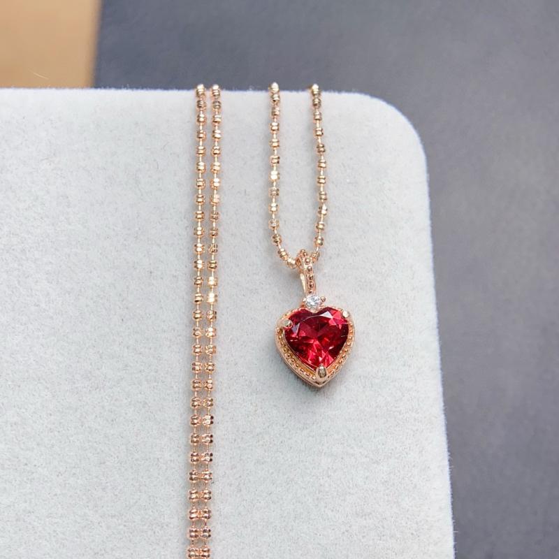 ネックレス レディース ハート型 ジルコニア S925 シルバー ペンダント トップ 女性用 天然石 ガーネット 6mm