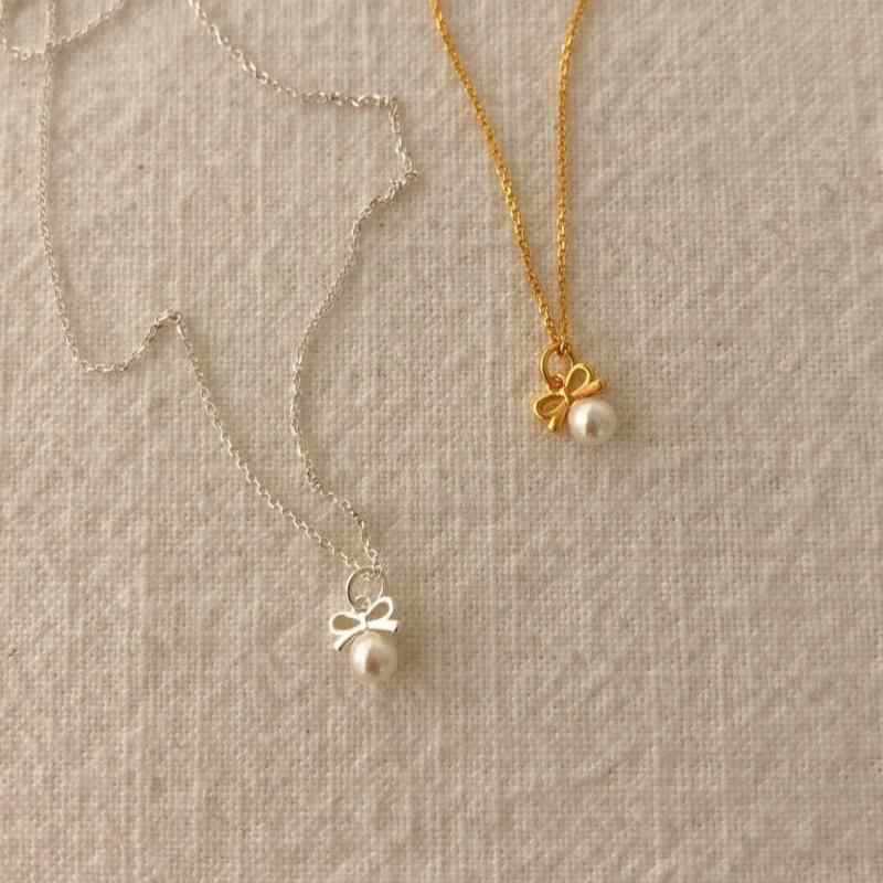 ネックレス レディース かわいい 925 シルバー 蝶結び パール ペンダント チョーカー