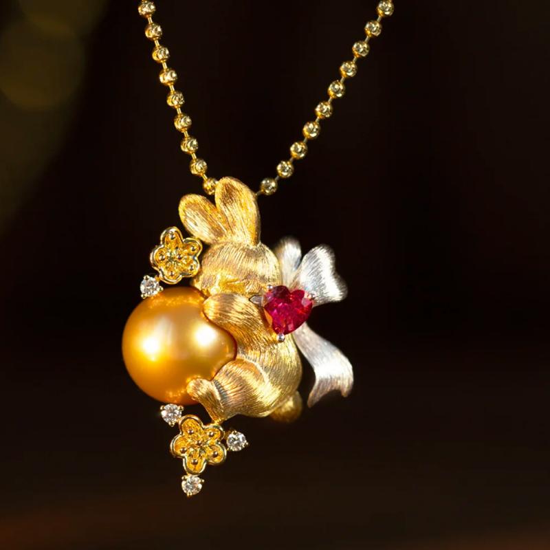 ネックレス レディース かわいい ウサギ ラッキーアイテム 吊り下げ 飾り ペンダント 接触冷感 再生繊維 電気メッキ加工 高級感 プレゼント