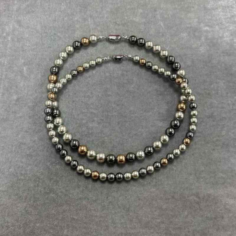 ネックレス レディース 高見え 小ぶり ショート パール ミックスカラー 上品 きれいめ エレガント 普段使い