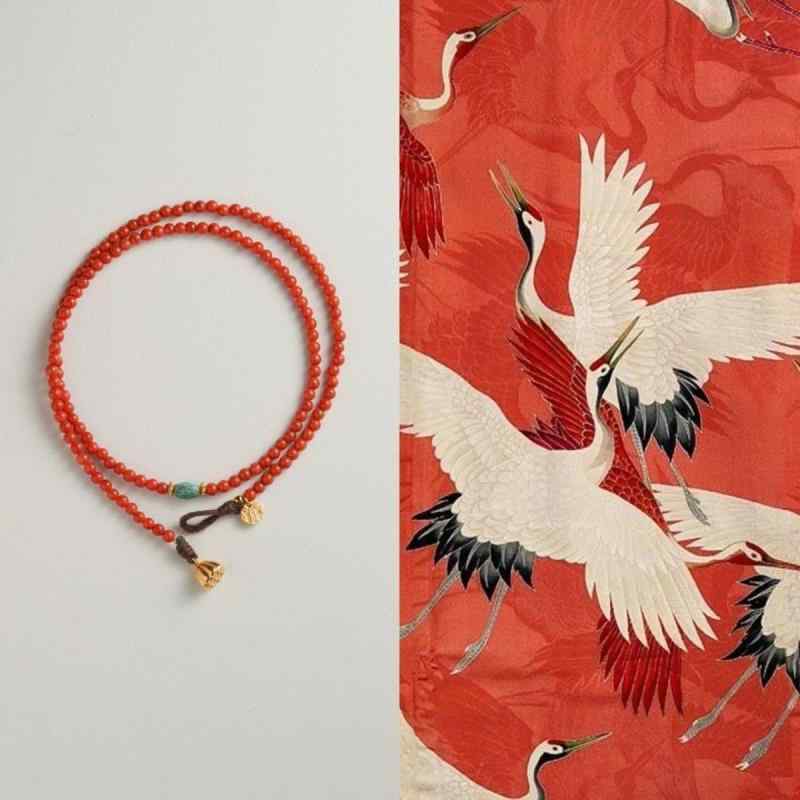 ネックレス レディース 南紅瑪瑙 小米珠 川料 柿色 国風 チョーカー ブレスレット シンプル