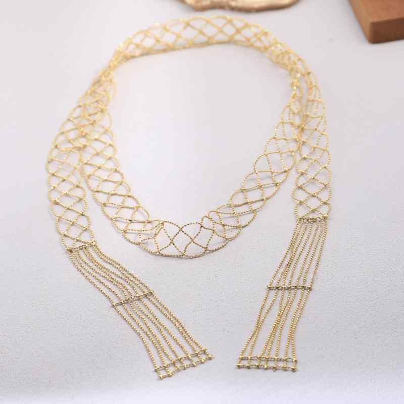 ネックレス レディース ゴールド 超ロング丈 流れるような タッセル 多重レイヤード チョーカー ラリエット エレガント 高見え おしゃれ・素材: 銅・処理: 電気メッキ・造型: 幾何学型・チェーンスタイル: 丸ビーズチェーン・多層構造: ...