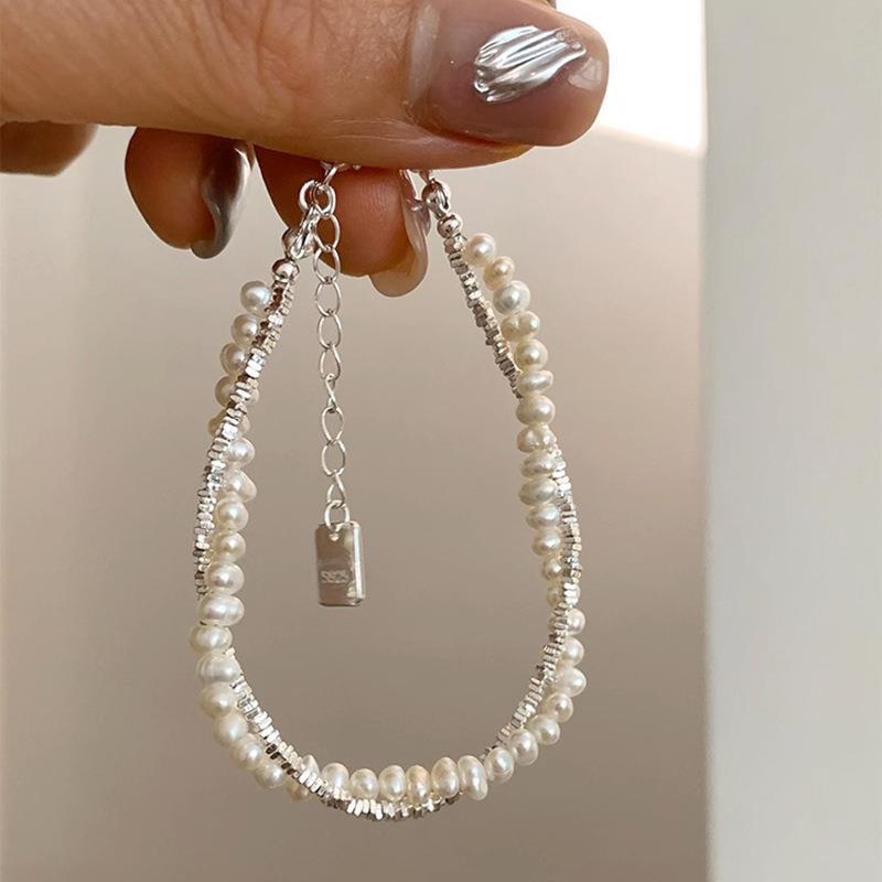 ブレスレット レディース 韓国風 ファッション 小洒落 重厚 パール シルバー ビーズ 繋ぎ合わせ キラキラ 普段使い パーティー お呼ばれ かわいい 手飾り・スタイル: 軽奢風、ファッション通勤・造型: 幾何型・対象: 女式・カテゴリ: ...