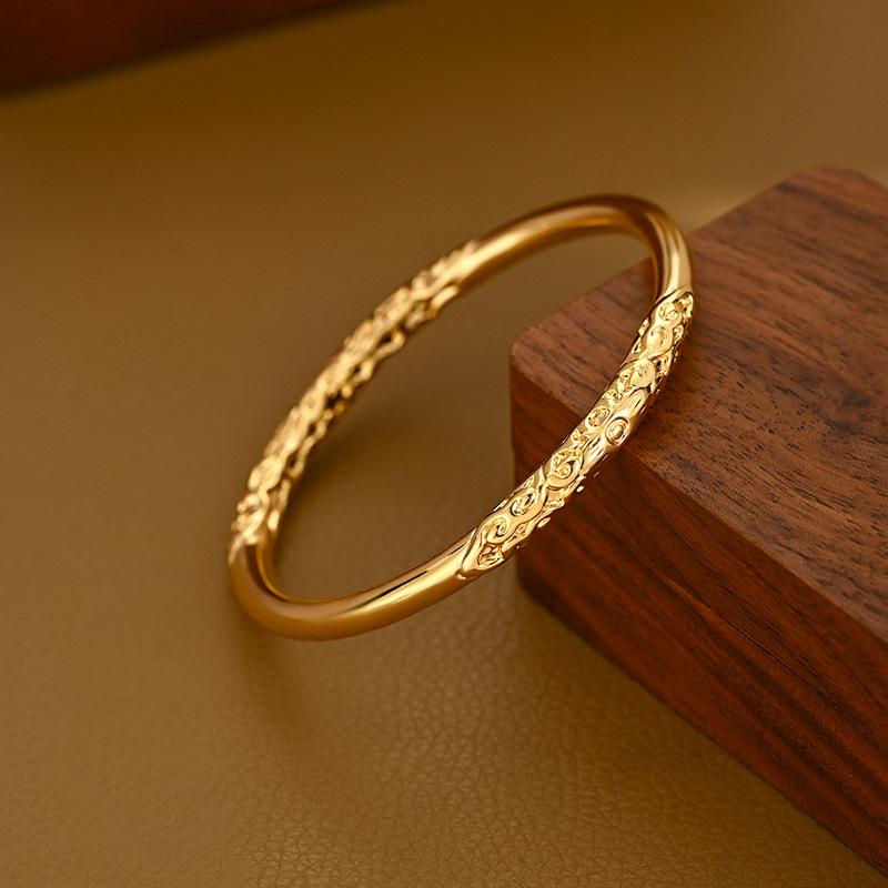 ブレスレット レディース 古法 ジルコニア 紫荊花 彫刻 草紋様 バングル 手環 高級感 エレガント