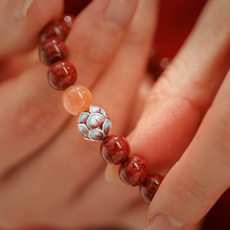 ブレスレット レディース 本命年 蓮の花 龍年 転運 砂 伸縮性 ラッキーアイテム