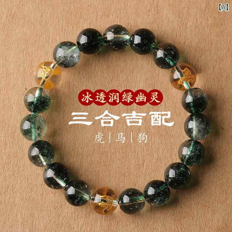 ブレスレット レディース メンズ 本命年 ドラゴン 龍 天然グリーン水晶 緑水晶 パワーストーン お守り ギフト ラッキーアイテム