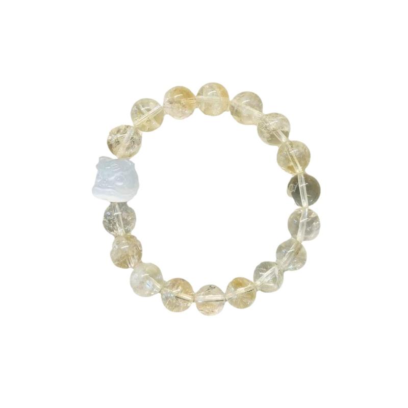 ブレスレット レディース 女性用 天然石 シトリン 黄水晶 獅子 新中式 手作り ハンドメイド 幸運 開運 縁起物 パワーストーン お守り アクセサリー ジュエリー