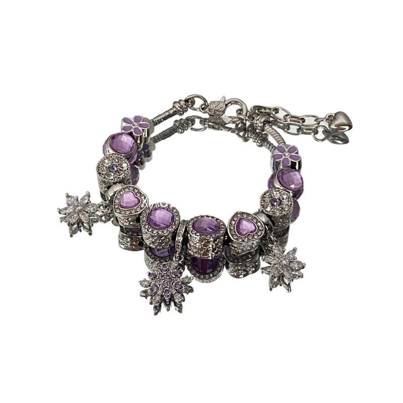ブレスレット レディース 女性用 腕輪 パープル 紫色 琉璃 氷花 アイスフラワー チャーム バングル クロスボーダー トレンド・素材: 鍍銀・処理: 電気メッキ・スタイル: 女式・造型: U形・カテゴリー: 手飾・色: 紫色・流行要素: ...