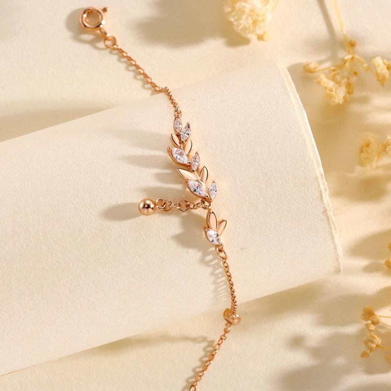 ブレスレット レディース 小ぶり シルバー925 森ガール 麦穂 ラウンドビーズ タッセル インスタ風 手元アクセサリー 上品