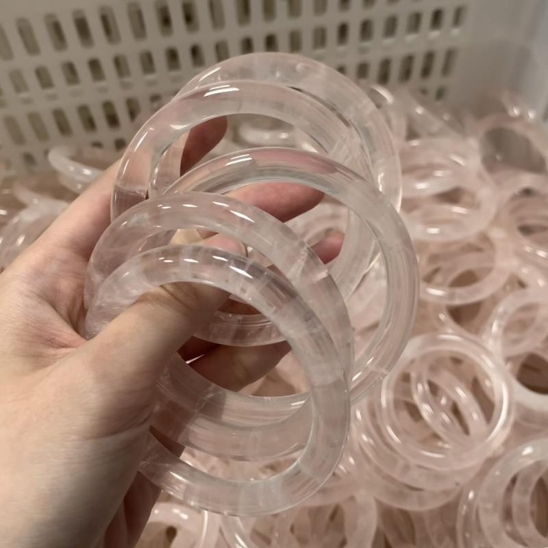 ブレスレット レディース アクセサリー ローズクォーツ 芙蓉石 シャンパンピンク 水晶 バングル