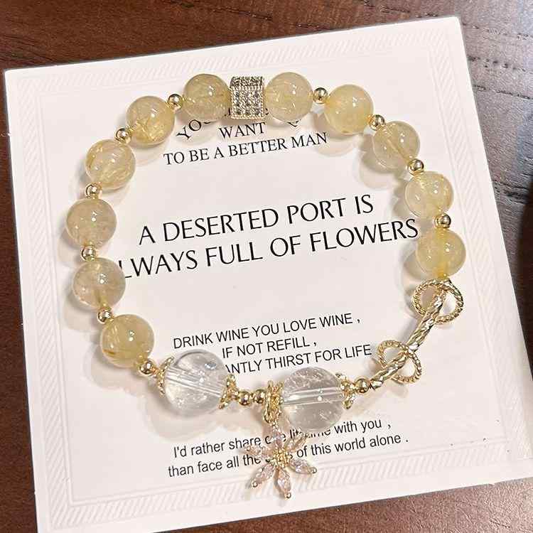 ブレスレット レディース 金色水晶 ゴールドルチル 天然石 パワーストーン お守り ラッキーアイテム ギフト プレゼント